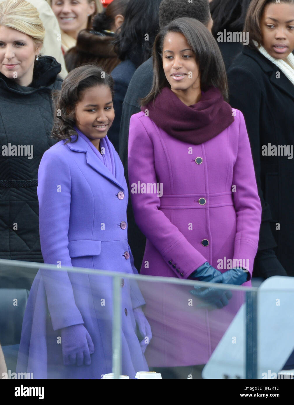 First Daughters Sasha and Malia Obama arrive for President Barack Obama ...