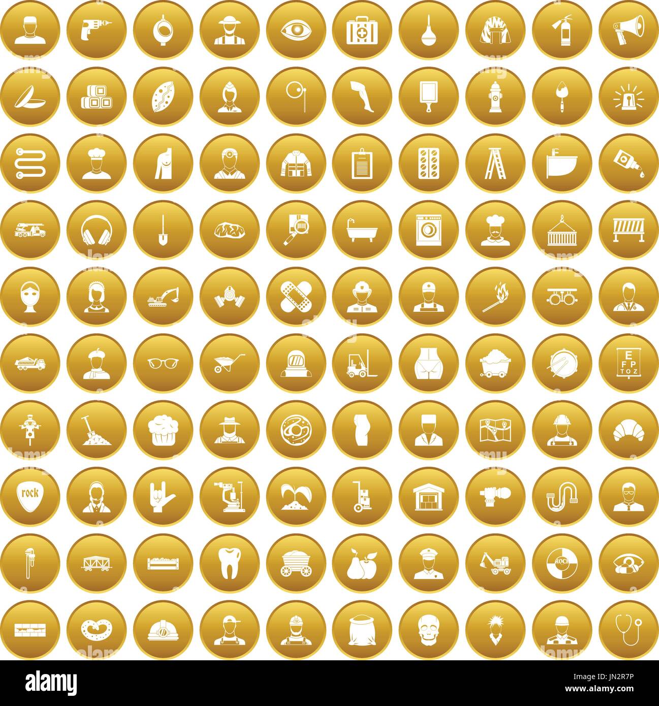 100 different professions icons set gold Stock Vector Image & Art - Alamy