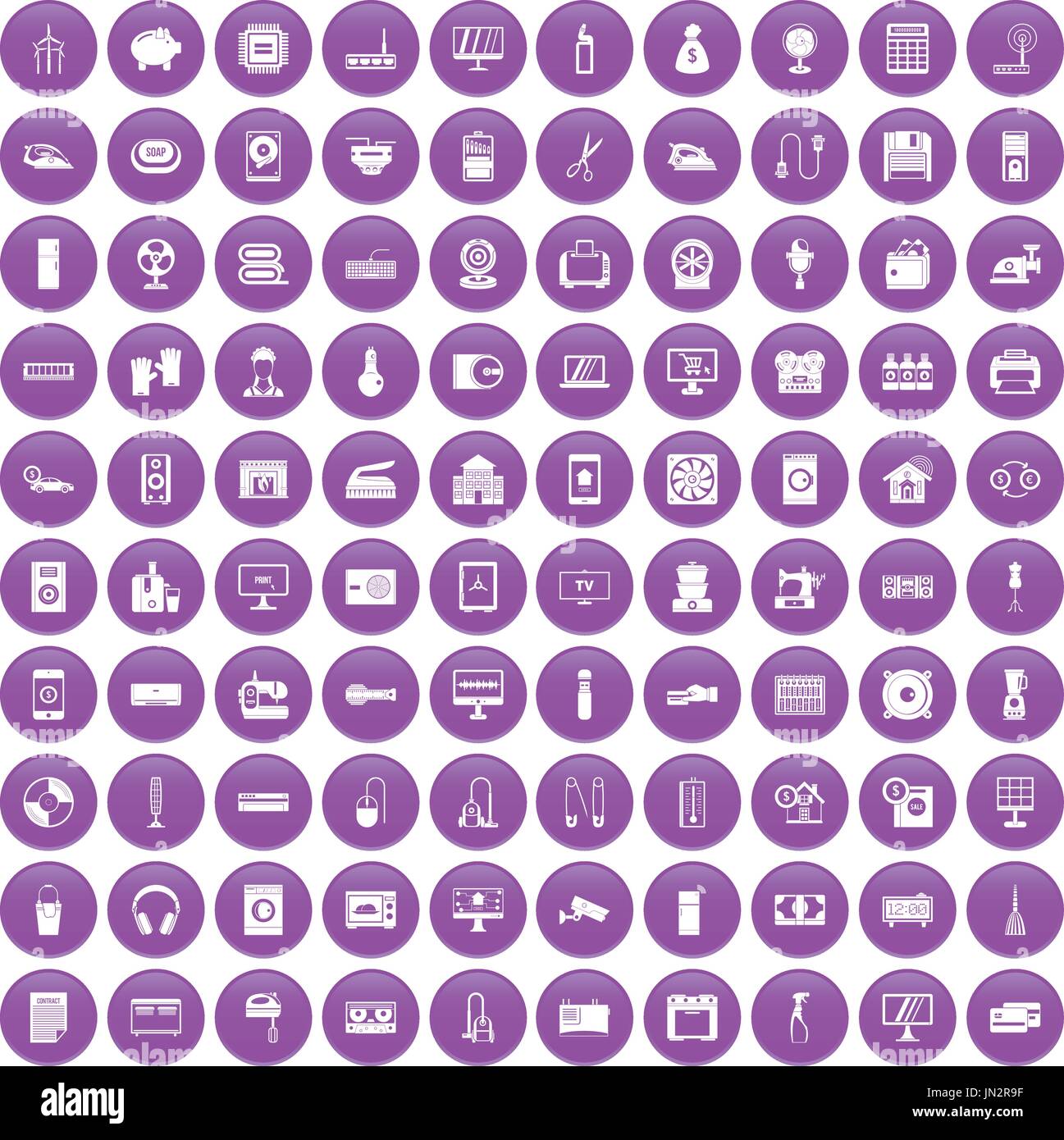 100 appliances icons set purple Stock Vector Image & Art - Alamy