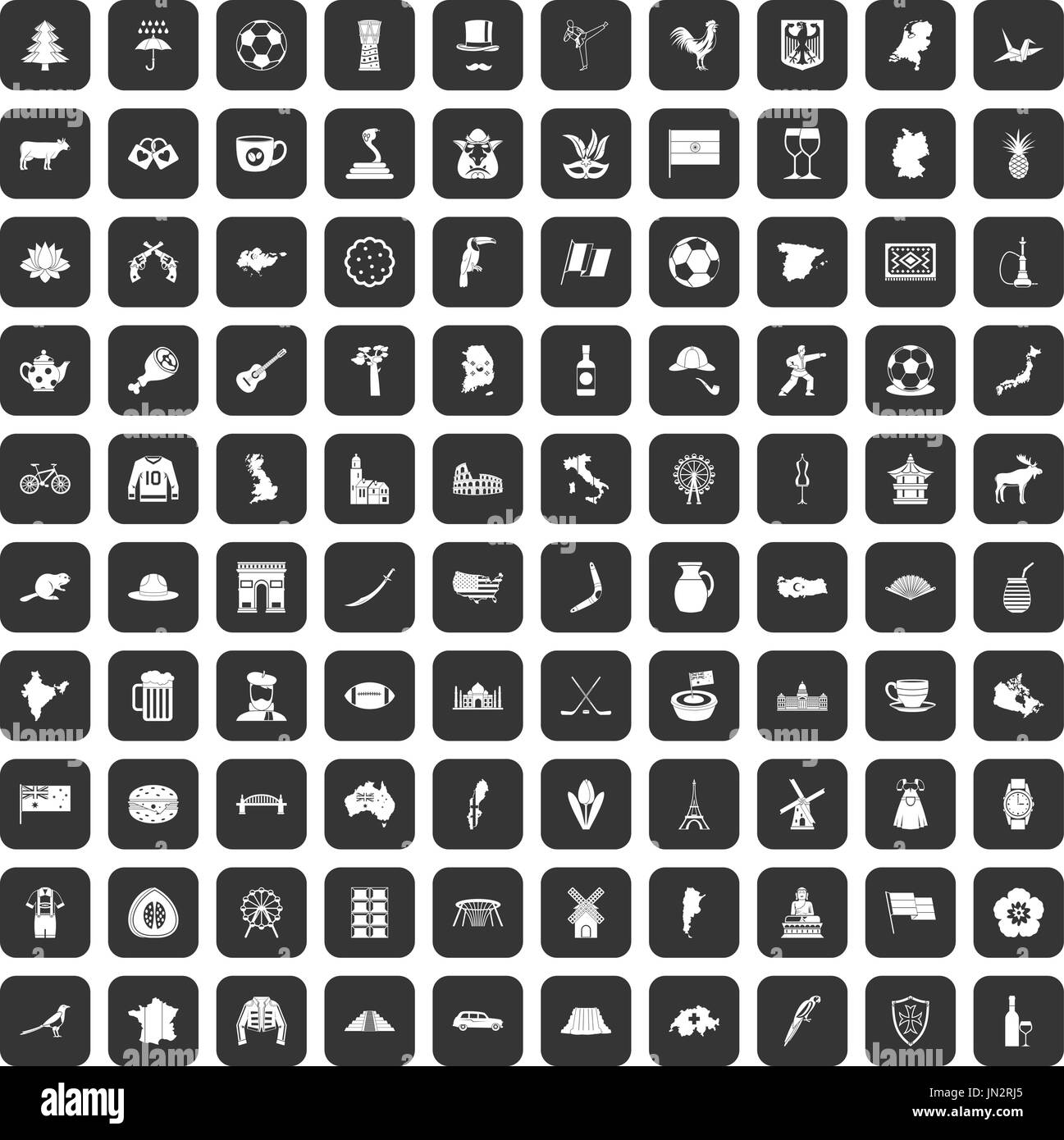 100 map icons set black Stock Vector Image & Art - Alamy