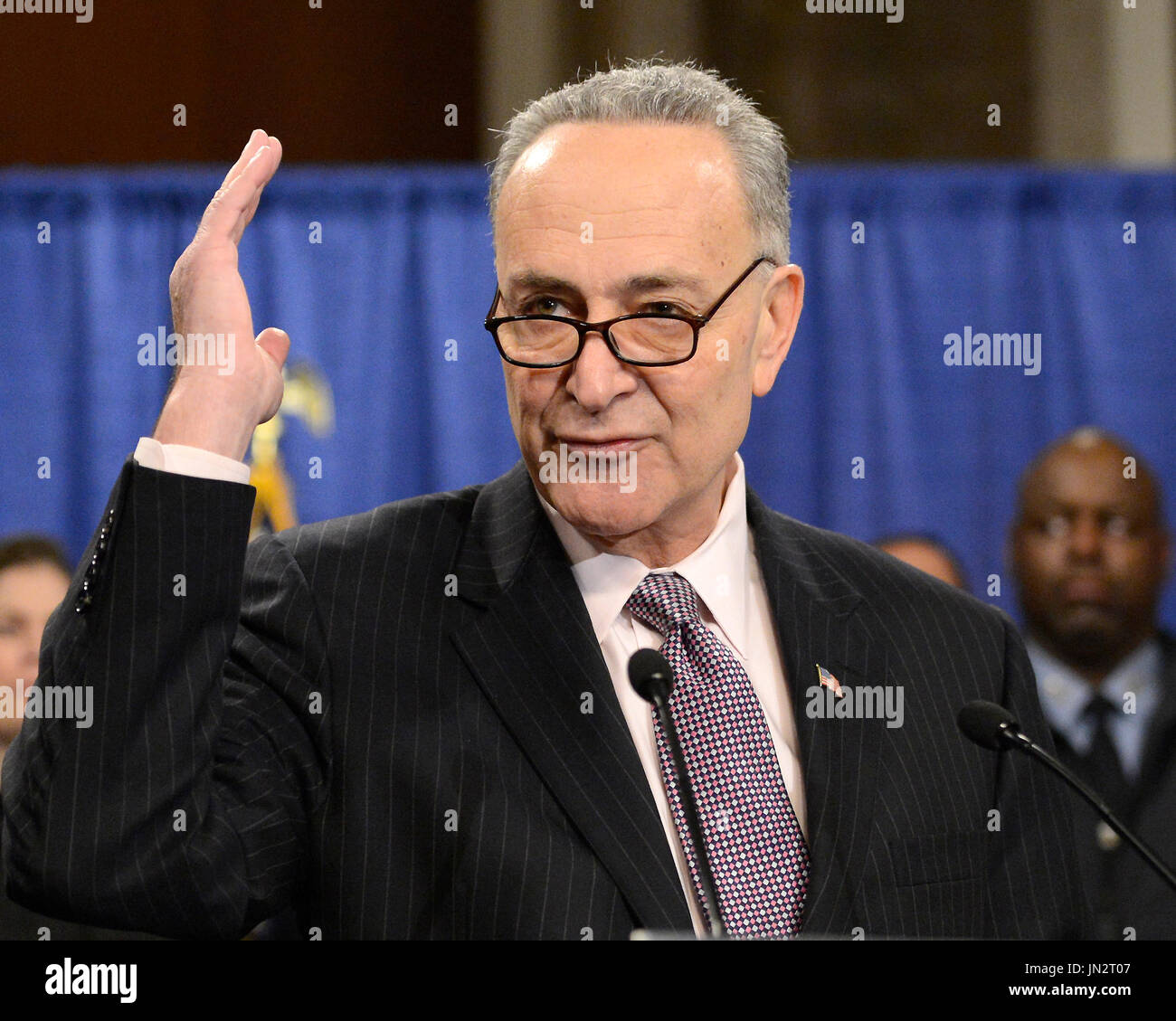 United States Senator Chuck Schumer (Democrat of New York) speaks at a ...