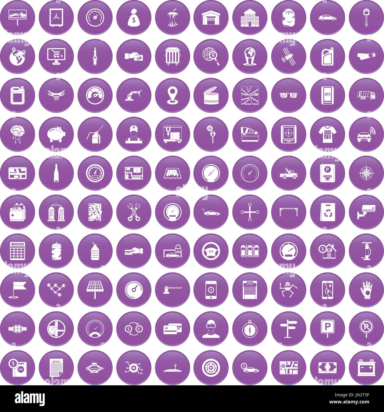 100 auto repair icons set purple Stock Vector Image & Art - Alamy