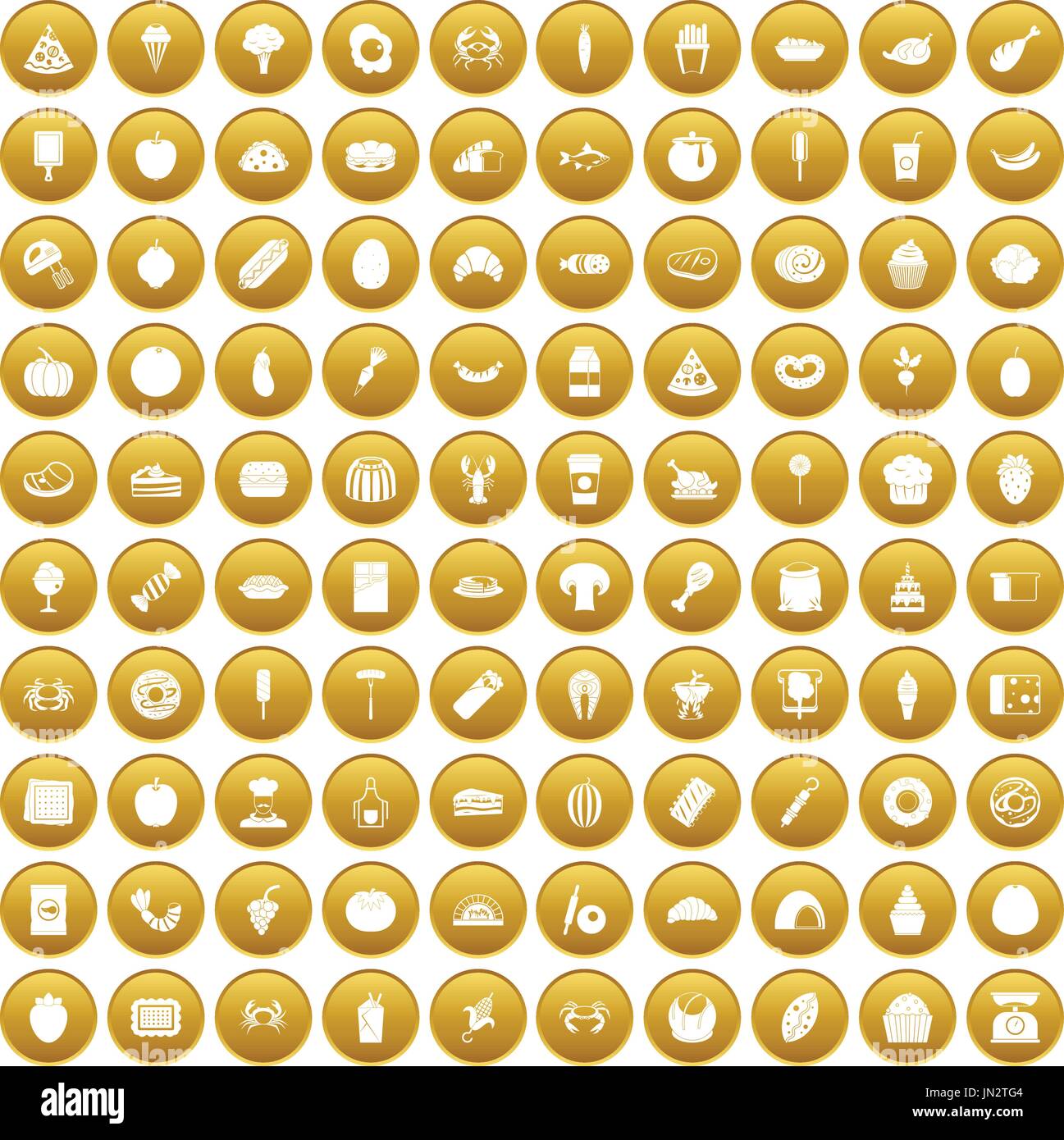 100 favorite food icons set gold Stock Vector Image & Art - Alamy
