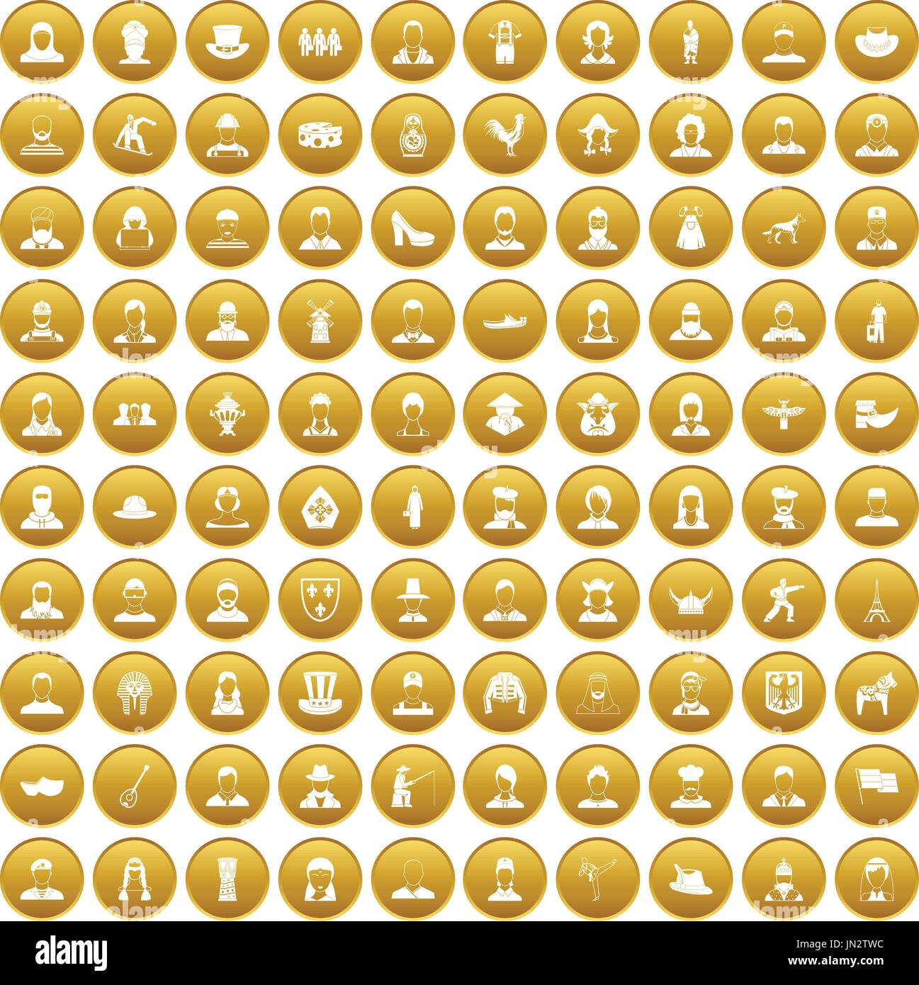 100 folk icons set gold Stock Vector Image & Art - Alamy