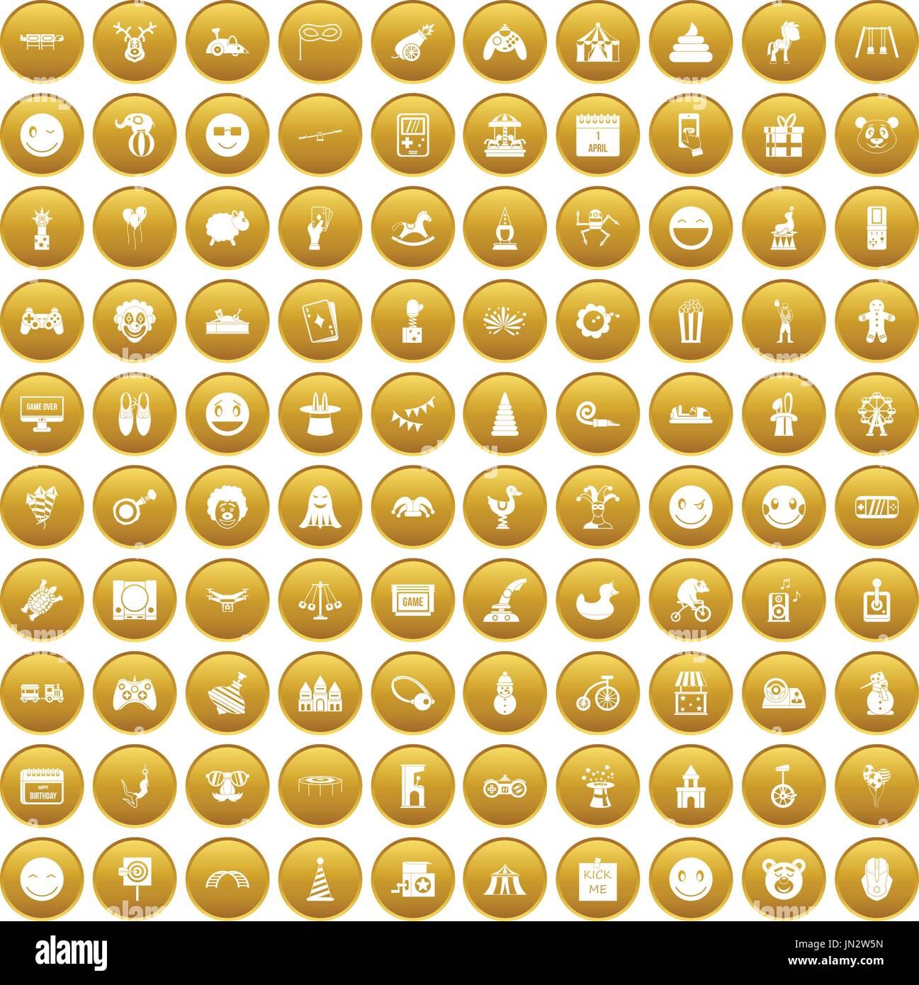 100 funny icons set gold Stock Vector Image & Art - Alamy