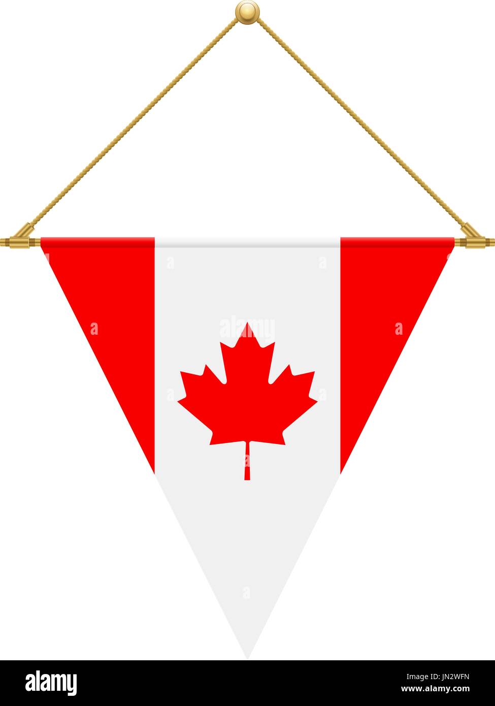 Flag design. Canadian triangle flag hanging. Isolated template for your ...
