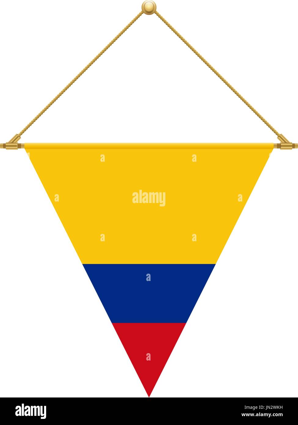 Flag design. Colombian triangle flag hanging. Isolated template for ...