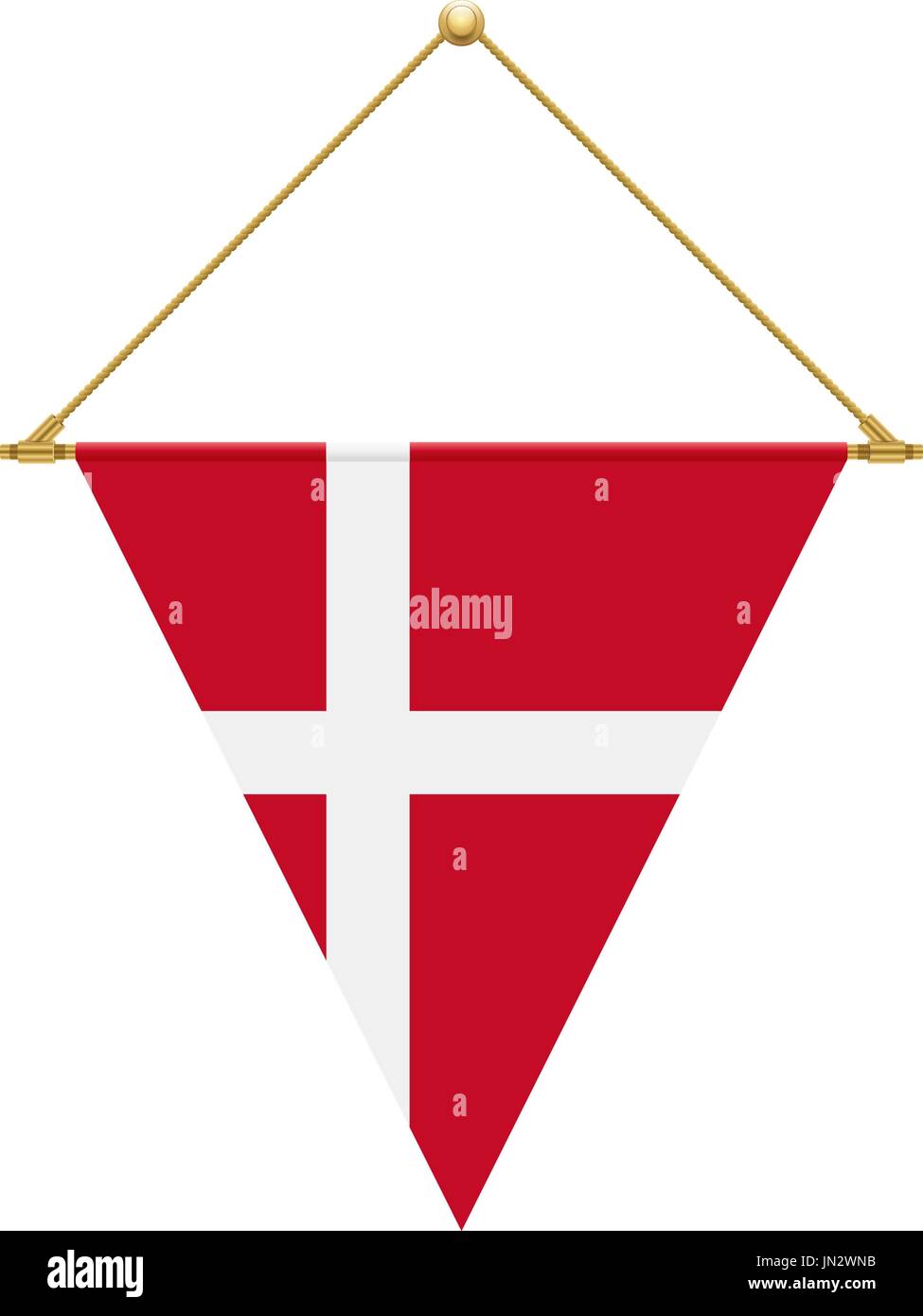 Flag design. Danish triangle flag hanging. Isolated template for your ...