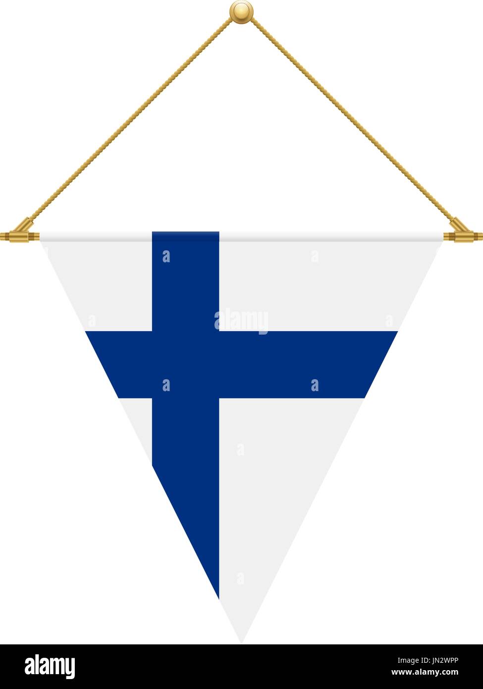 Flag design. Finnish triangle flag hanging. Isolated template for your ... Flag design. Finnish triangle flag hanging. Isolated template for your ...
