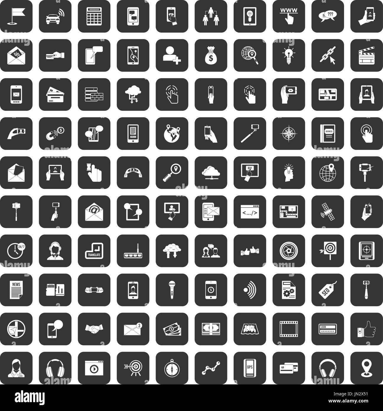 100 mobile icons set black Stock Vector Image & Art - Alamy