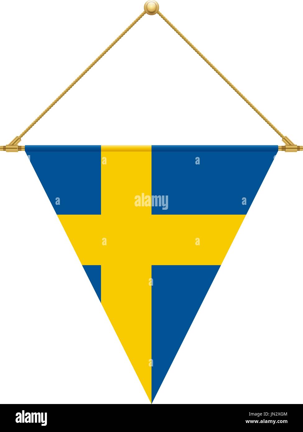 Flag design. Swedish triangle flag hanging. Isolated template for your ...