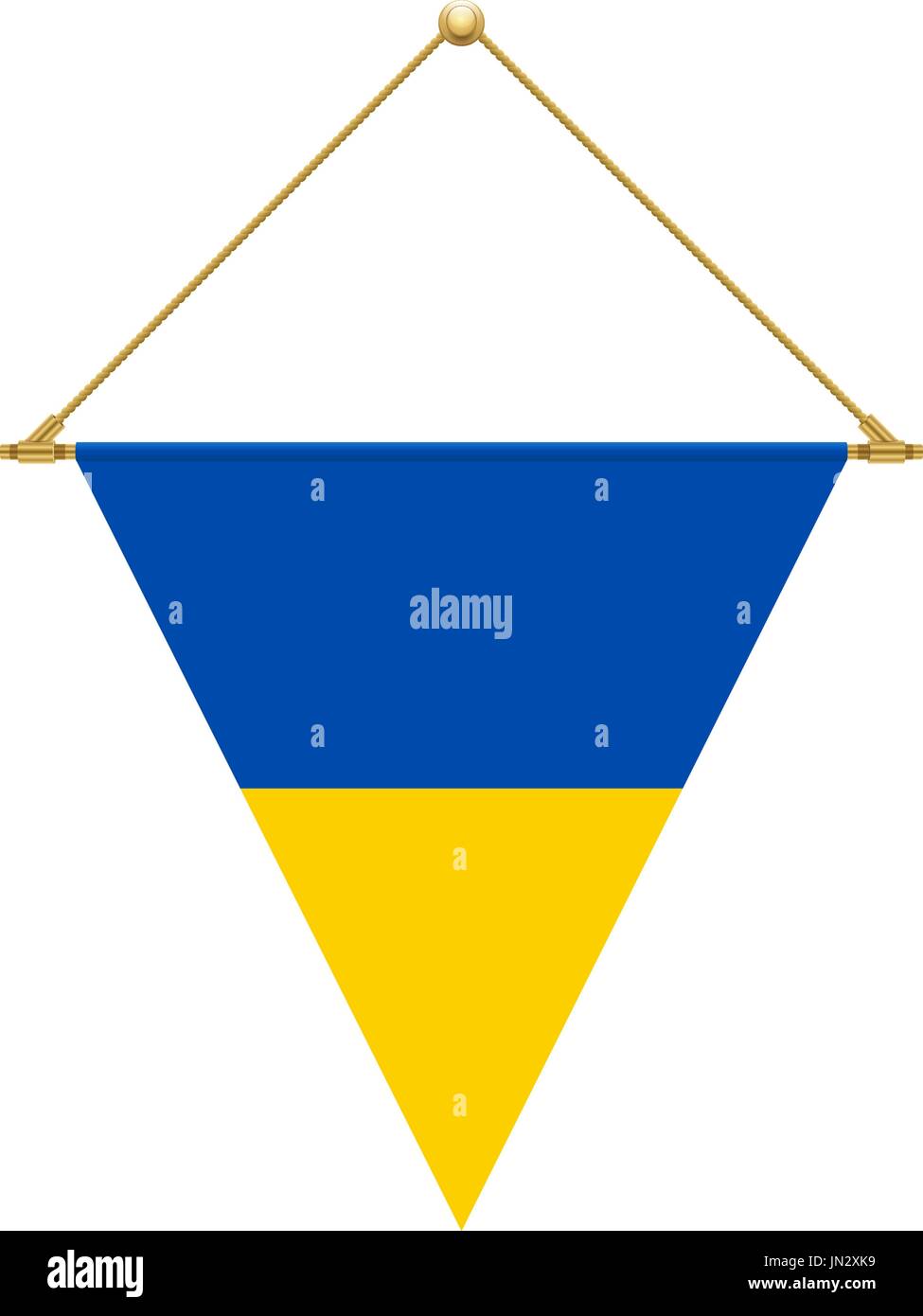 Flag design. Ukrainian triangle flag hanging. Isolated template for ...