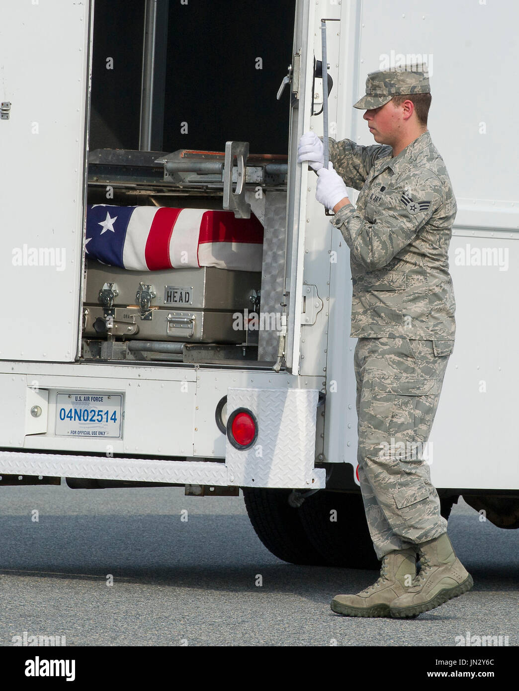 A transfer case containing the remains of Staff Sergeant Michael H ...