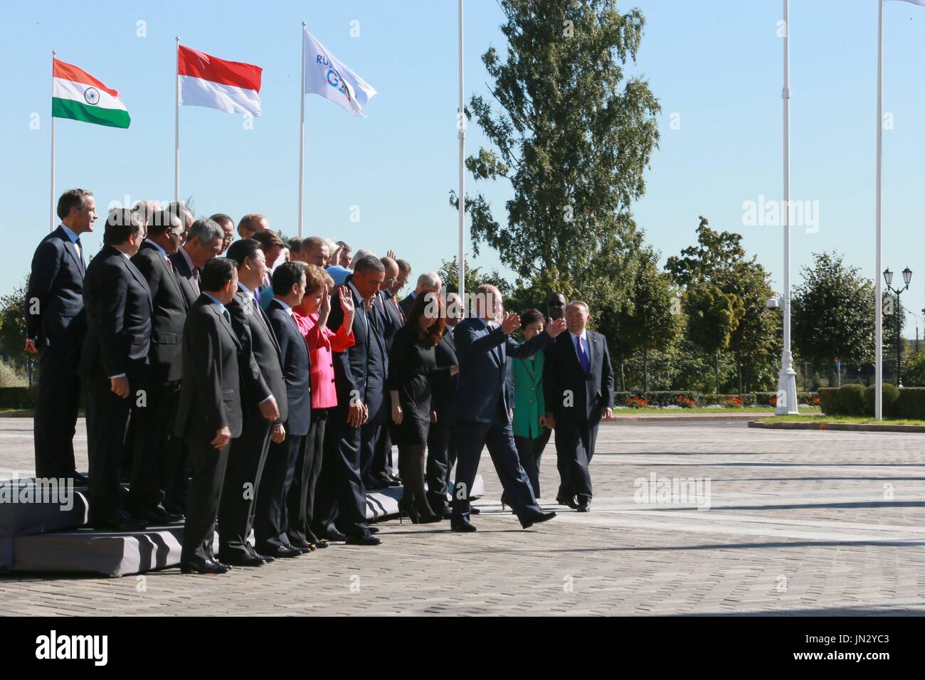 President of the Russian Federation Vladimir Putin, center, at the ...