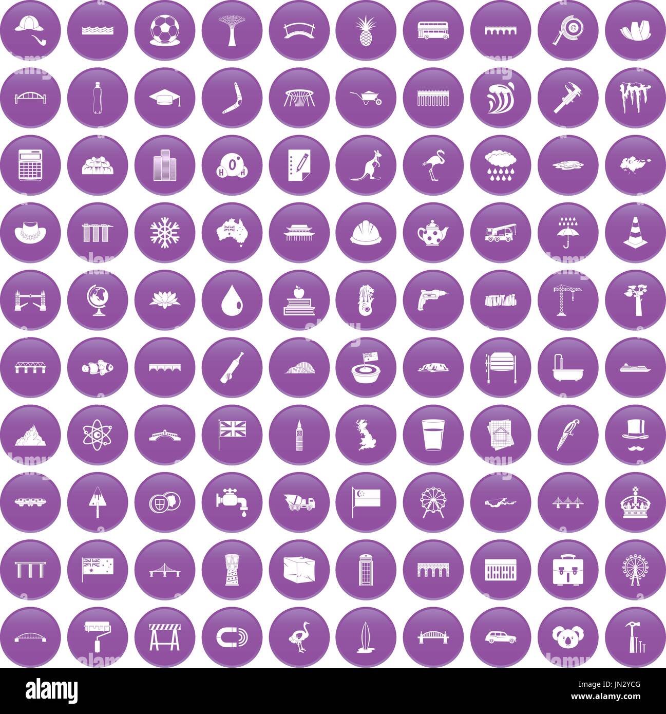 100 bridge icons set purple Stock Vector Image & Art - Alamy