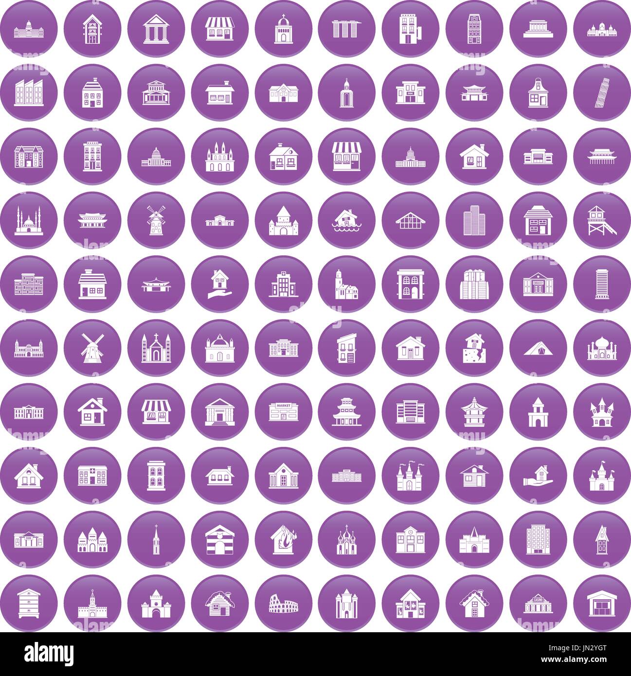 100 building icons set purple Stock Vector Image & Art - Alamy