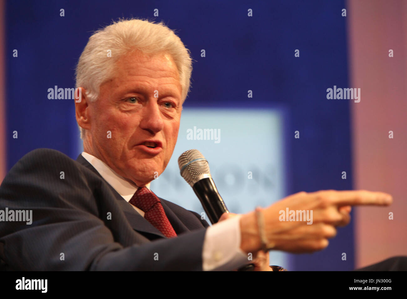 Former United States President Bill Clinton makes remarks during a ...