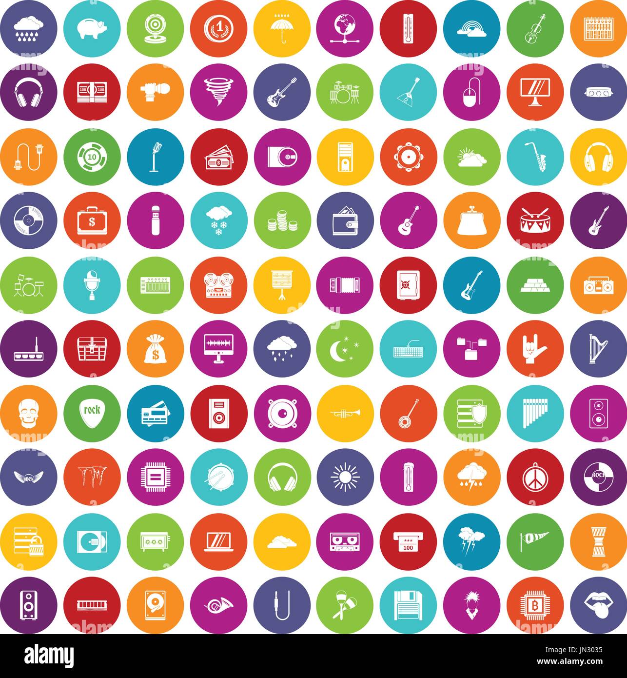 100 music festival icons set color Stock Vector Image & Art - Alamy