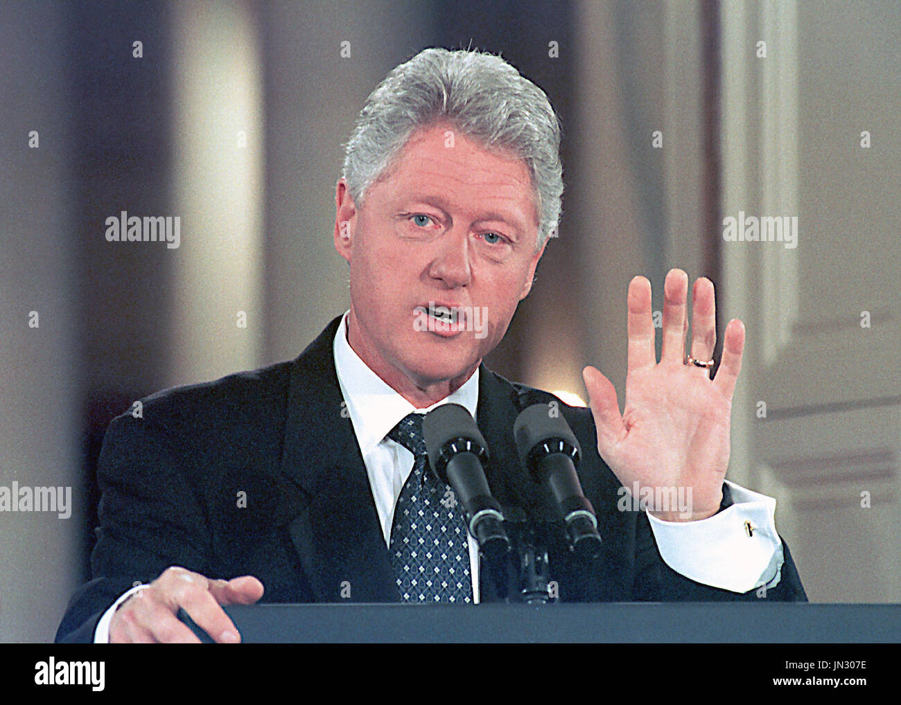 United States President Bill Clinton conducts a formal press conference ...