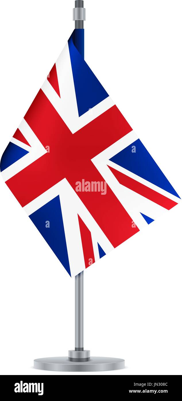 Flag design. English flag hanging on the metallic pole. Isolated ...