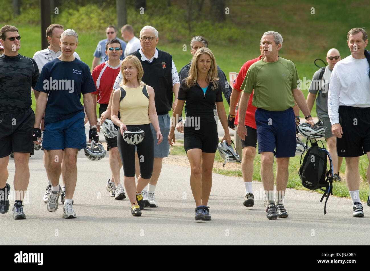 United States President George Bush, second from right, walks with U.S ...