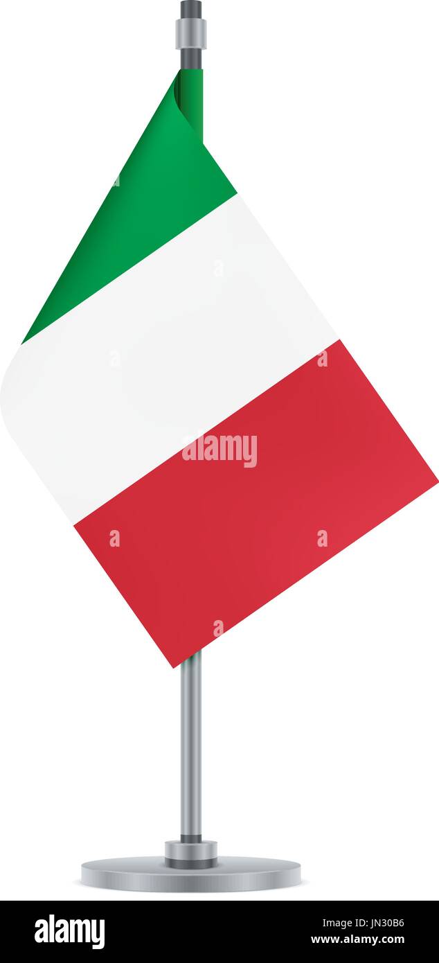 Flag design. Italian flag hanging on the metallic pole. Isolated ...