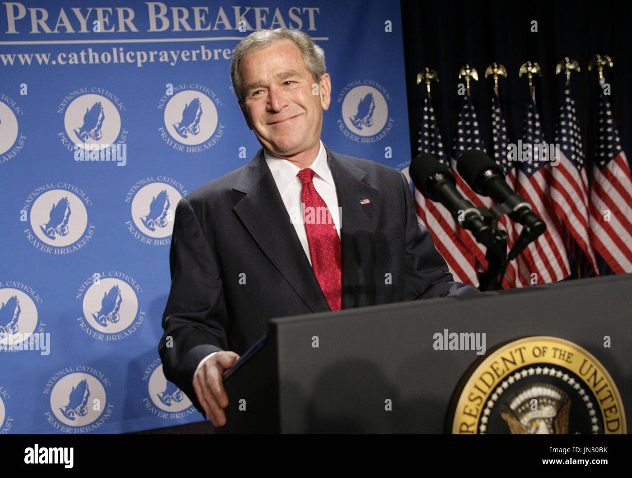United States President George W. Bush makes remarks at the National ...