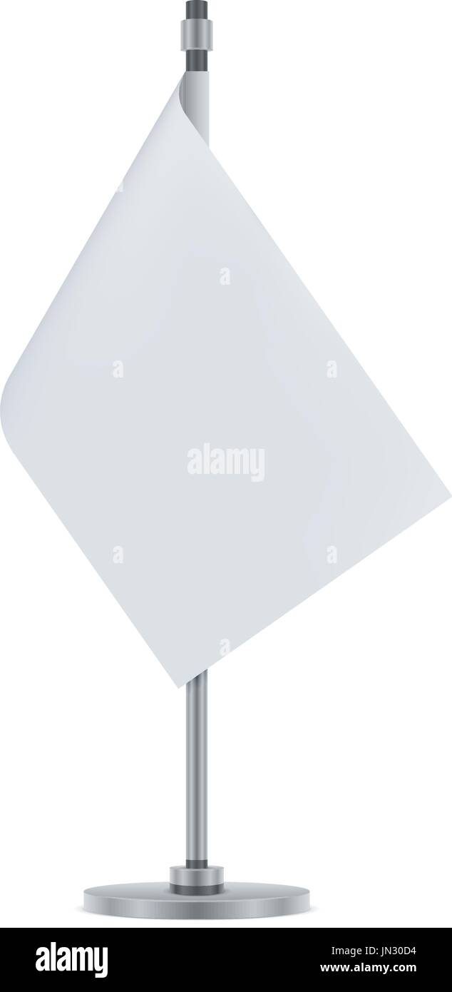 Flag design. Blank flag hanging on the metallic pole. Isolated template ...