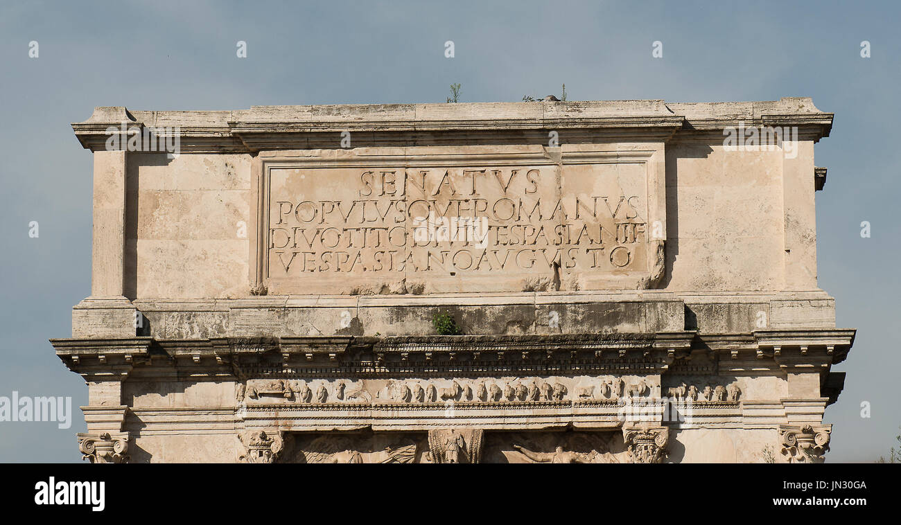 The Arch of Titus, located on the Via Sacra, just to the south-east of ...