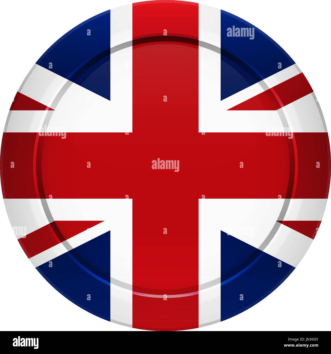 Flag button design. English flag on the round button. Isolated template ...