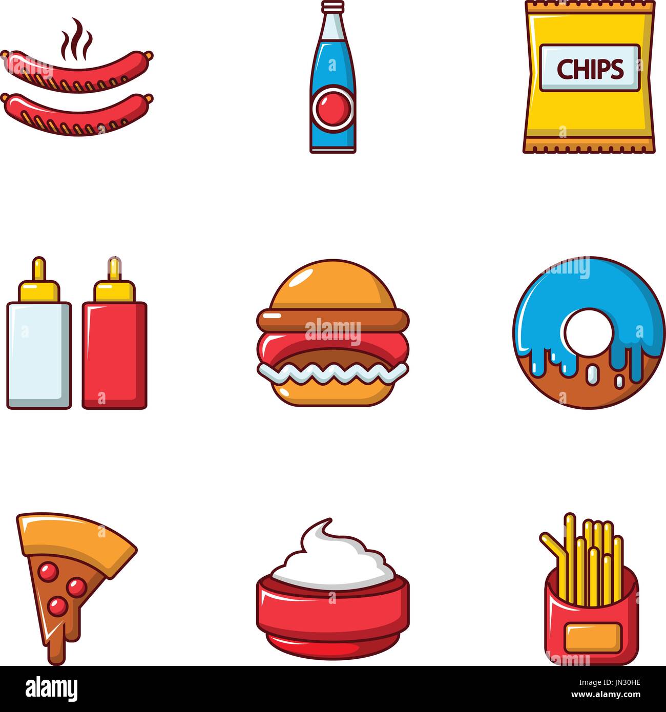 Fast food icons set, flat style Stock Vector Image & Art - Alamy