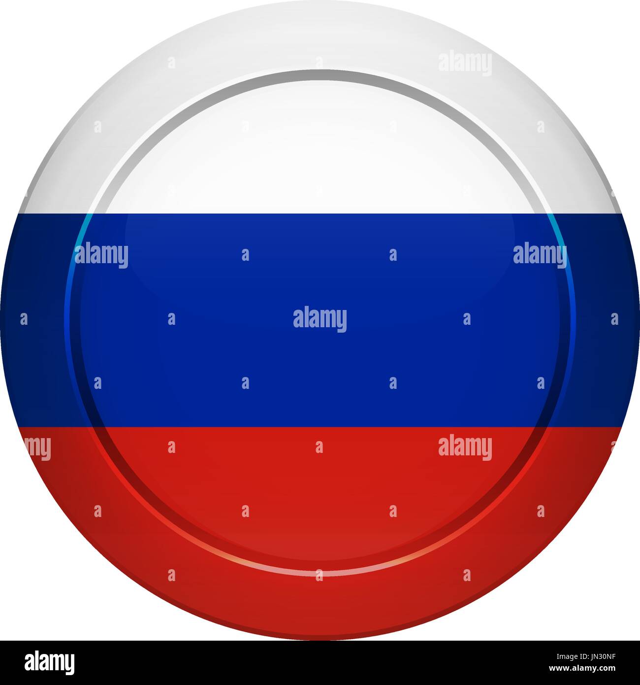 Flag button design. Russian flag on the round button. Isolated template ...