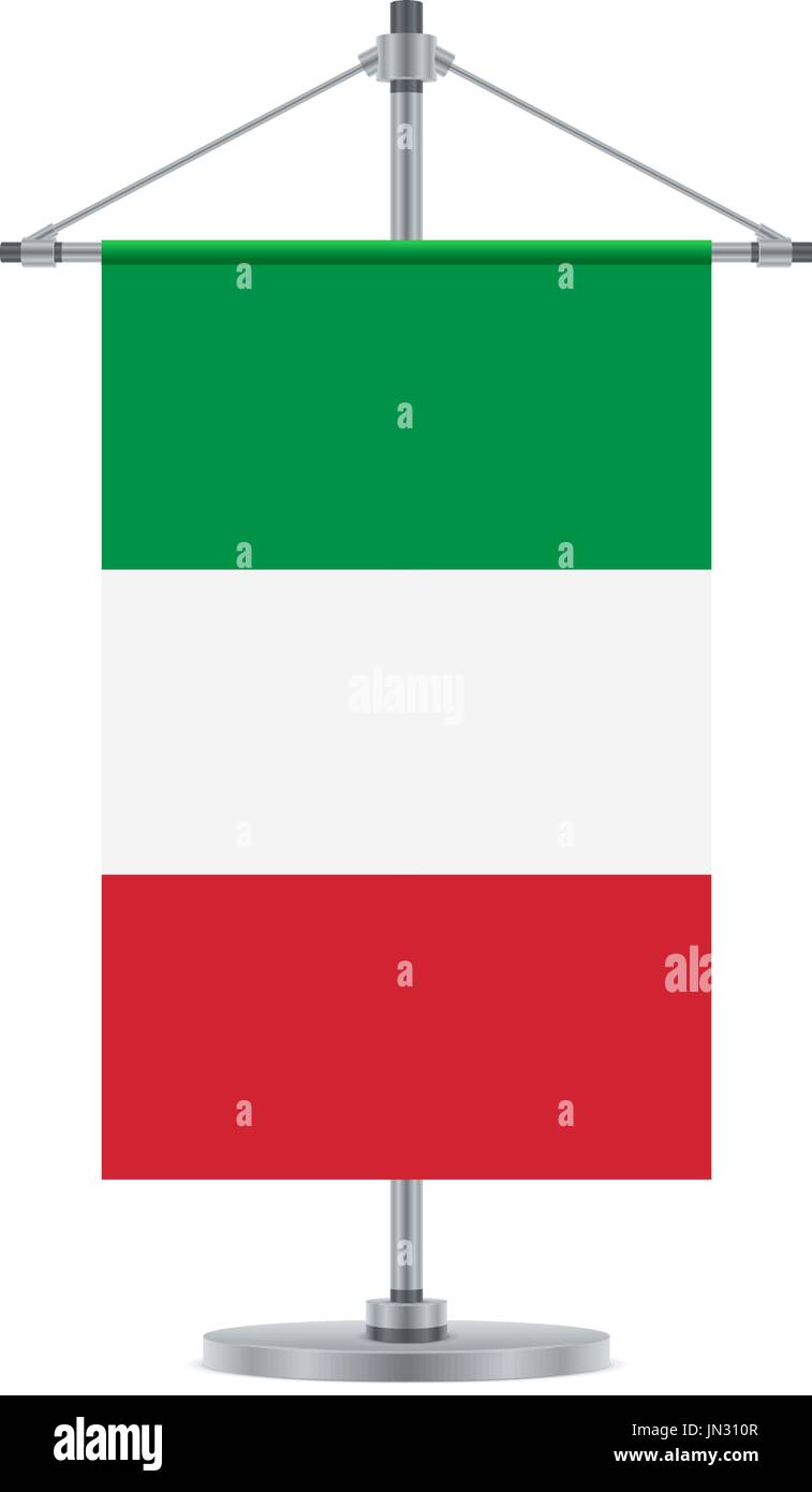 Flag design. Italian flag on the cross metallic pole. Isolated template ...