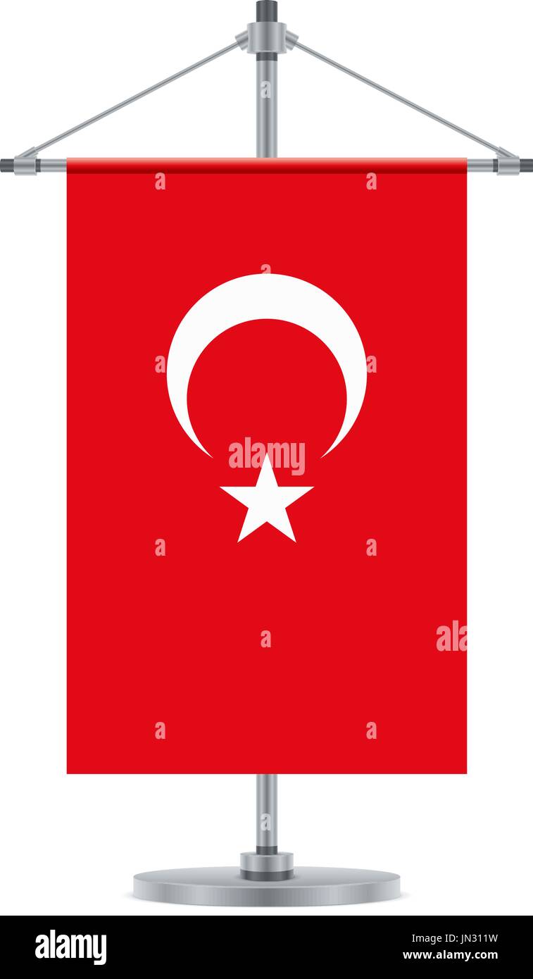 Flag design. Turkish flag on the cross metallic pole. Isolated template ...