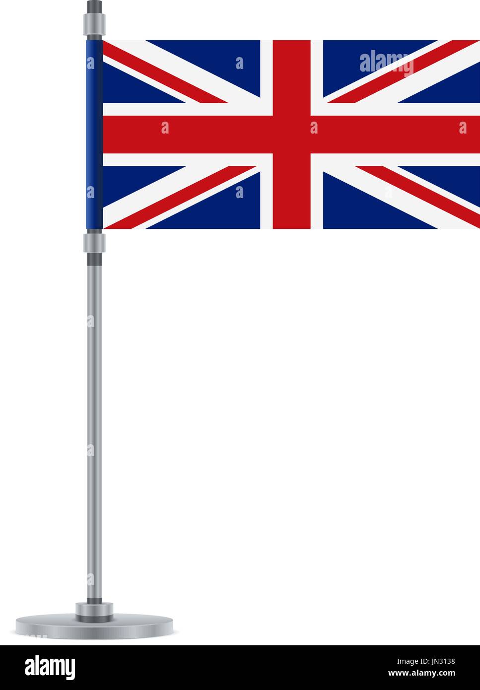 Flag design. English flag on the metallic pole. Isolated template for ...
