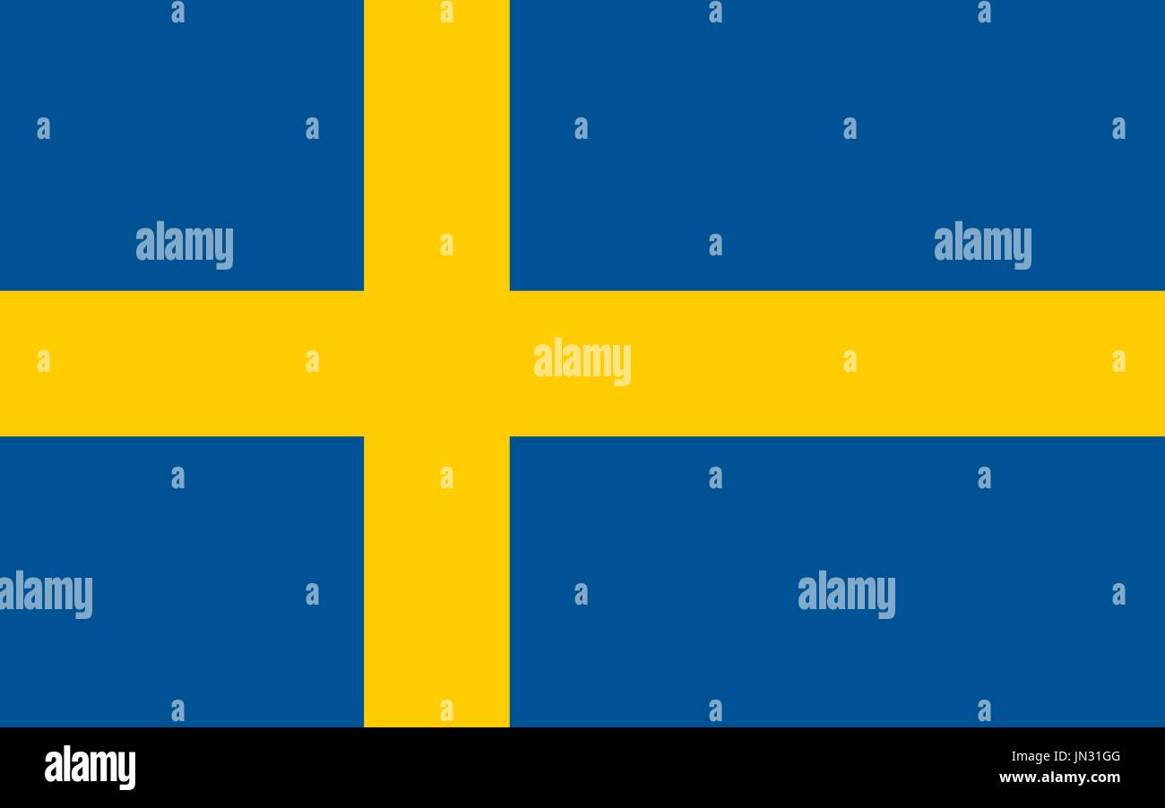 Flag design. Swedish flag on the white background, isolated flat layout ...