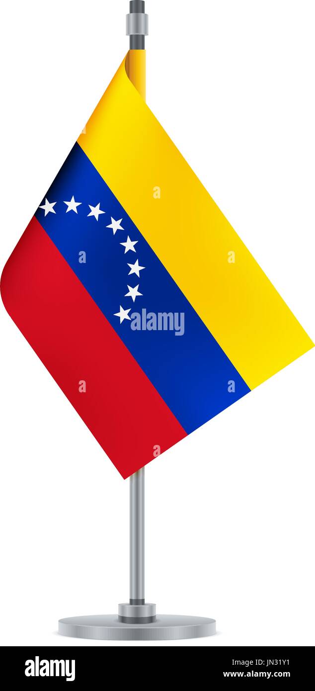 Flag design. Venezuelan flag hanging on the metallic pole. Isolated ...