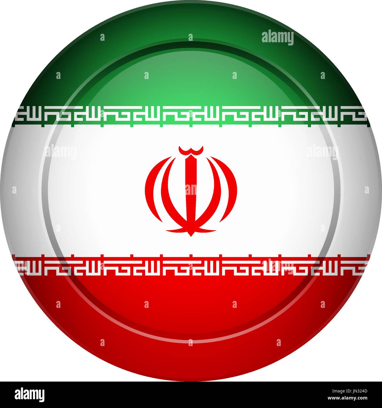 Flag design. Iranian flag on the round button. Isolated template for ...