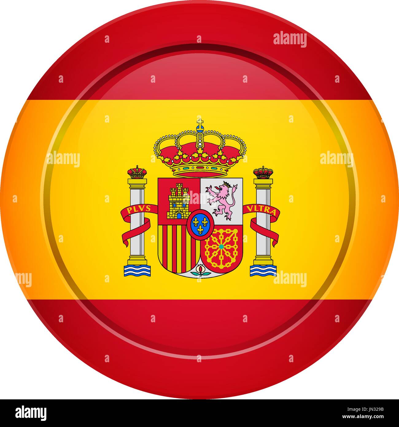 Flag design. Spanish flag on the round button. Isolated template for ...