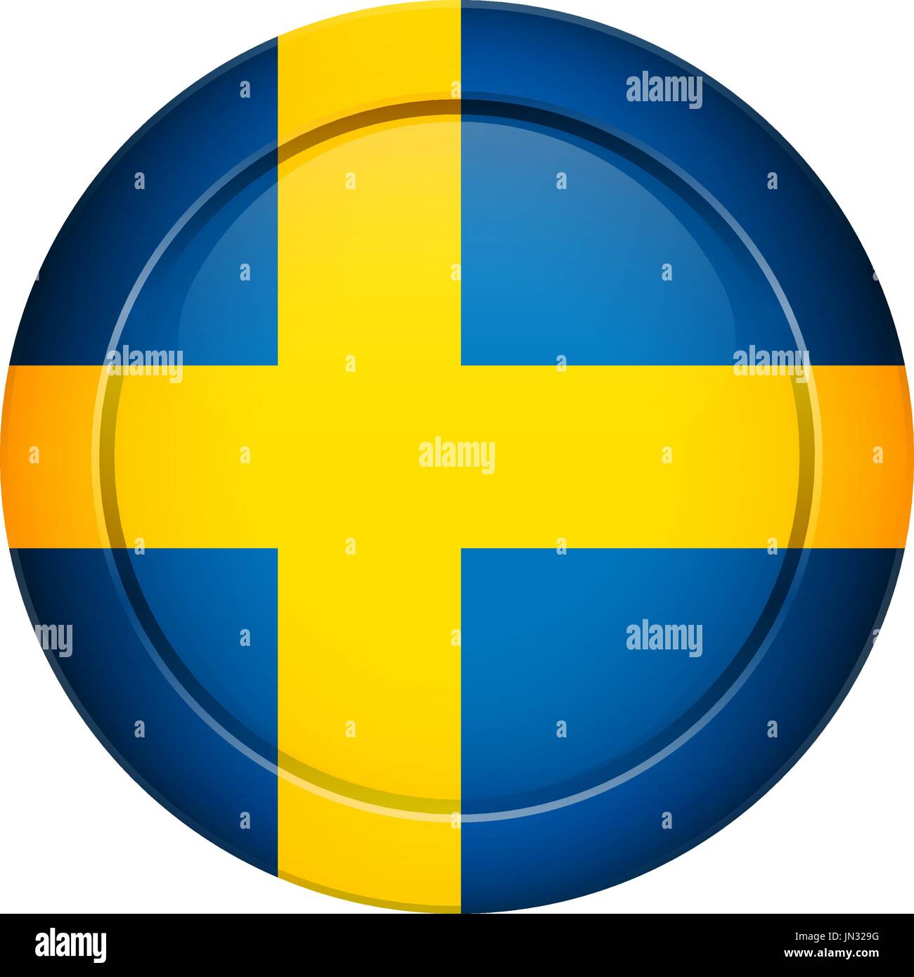 Flag design. Swedish flag on the round button. Isolated template for ...