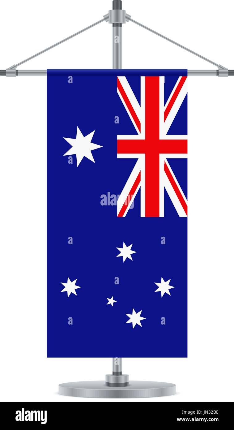 Flag design. Australian flag on the metallic cross pole. Isolated ...