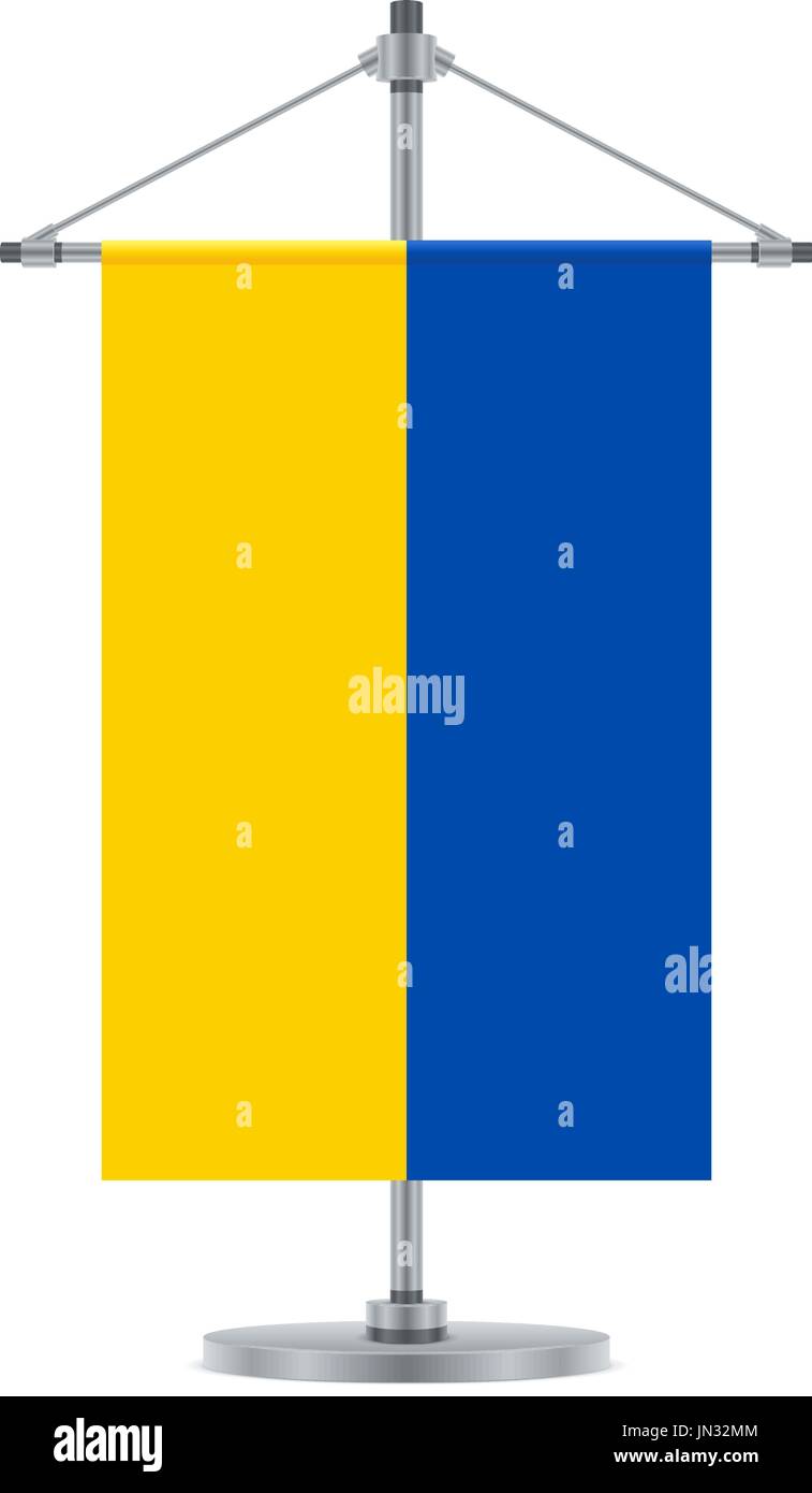 Flag design. Ukrainian flag on the metallic cross pole. Isolated ...