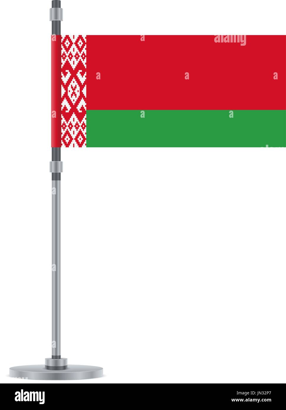 Flag design. Belarus flag on the metallic pole. Isolated template for ...