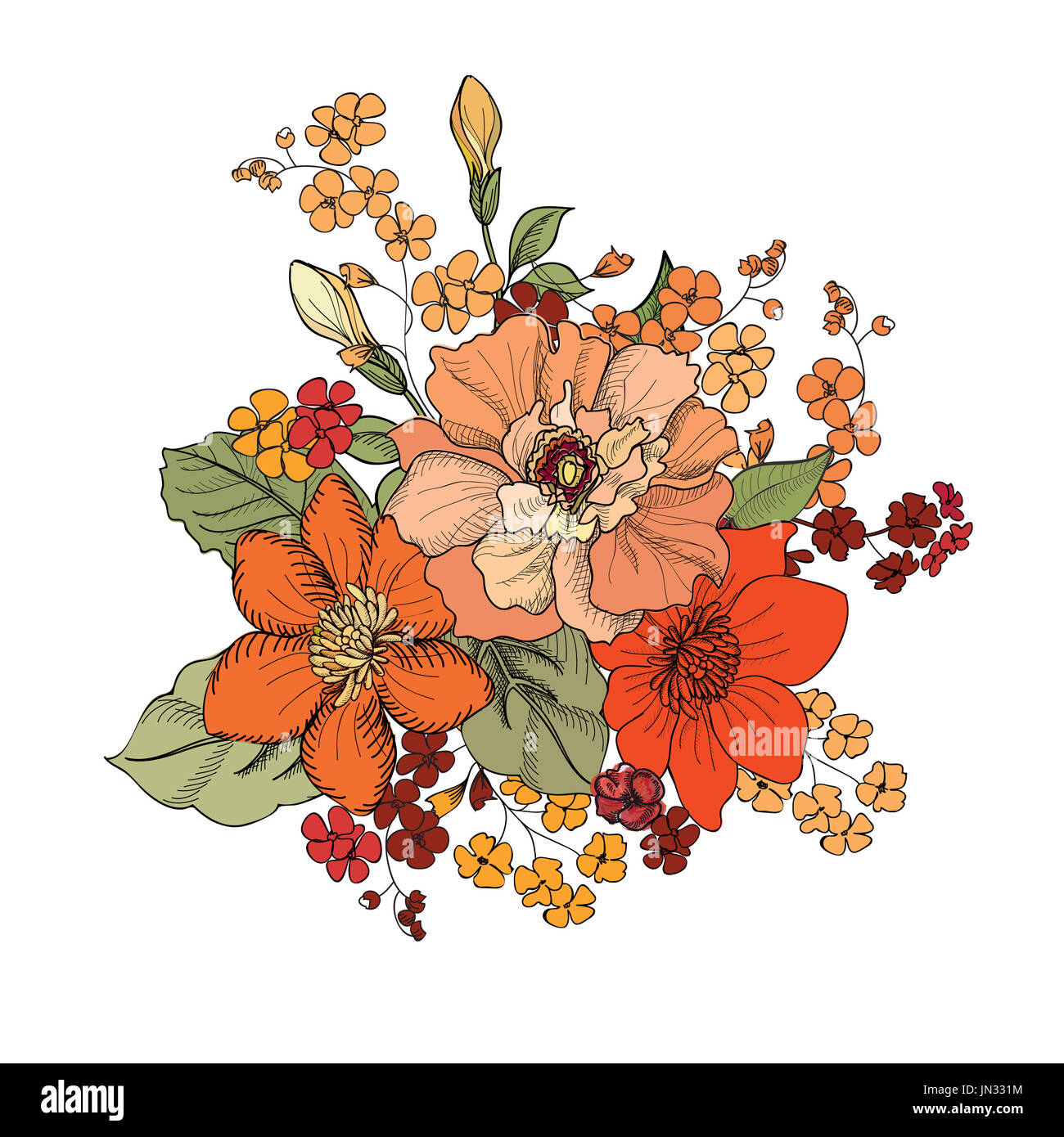 Flower bouquet. Floral frame Stock Photo - Alamy