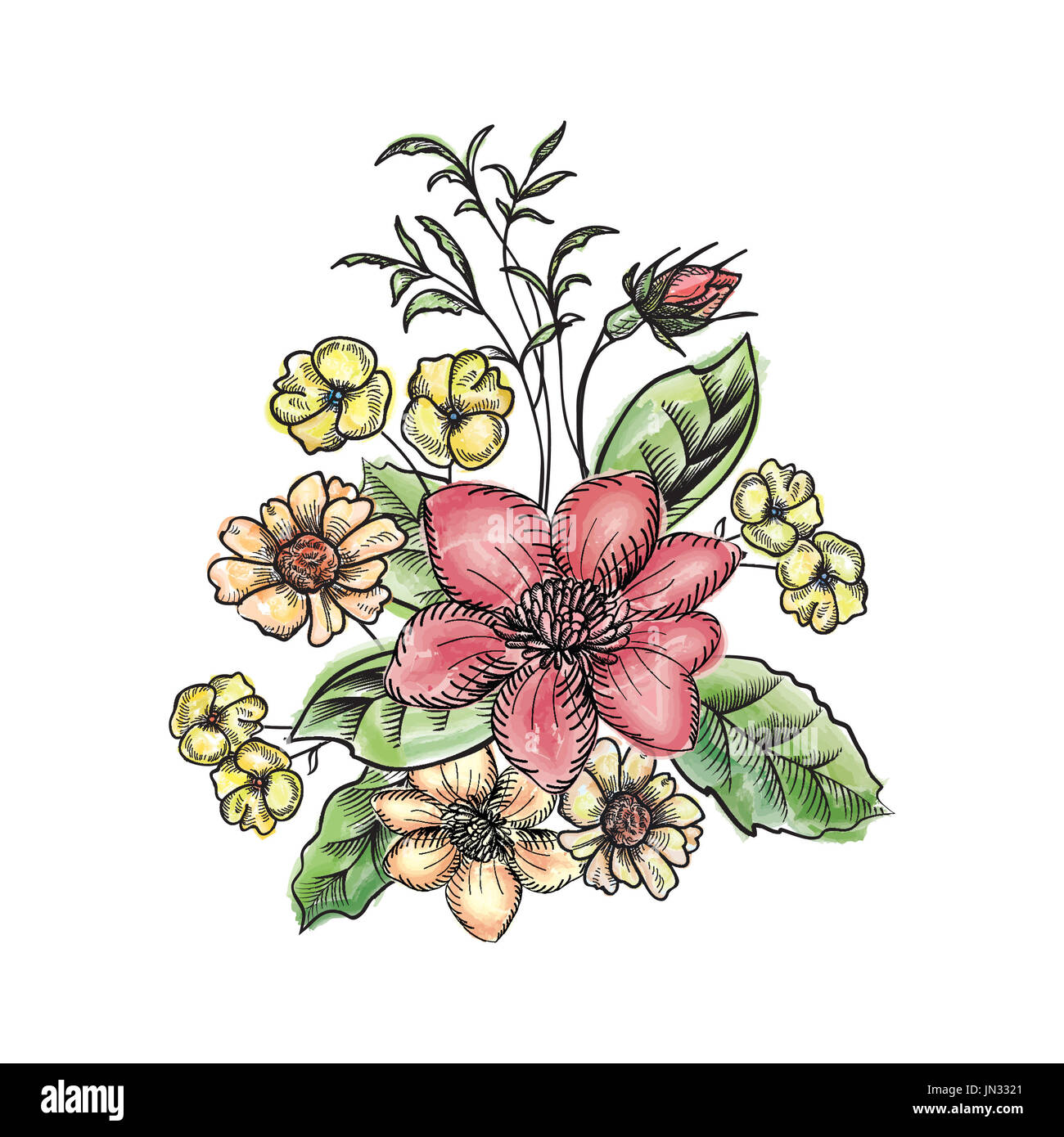 Flower bouquet. Floral frame Stock Photo - Alamy