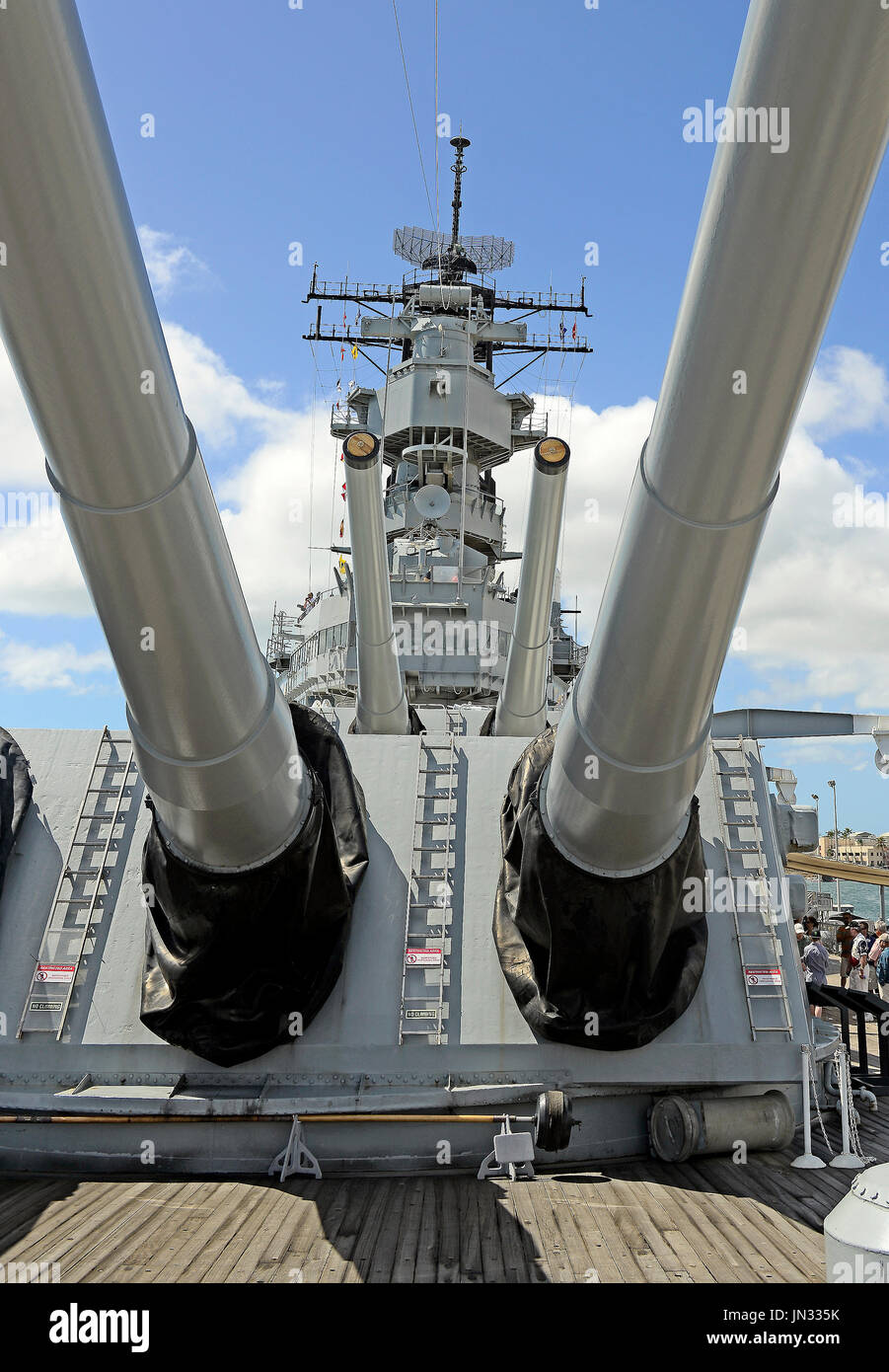 Battleship USS Missouri looking towards Main Battery Turret #1 and the ...