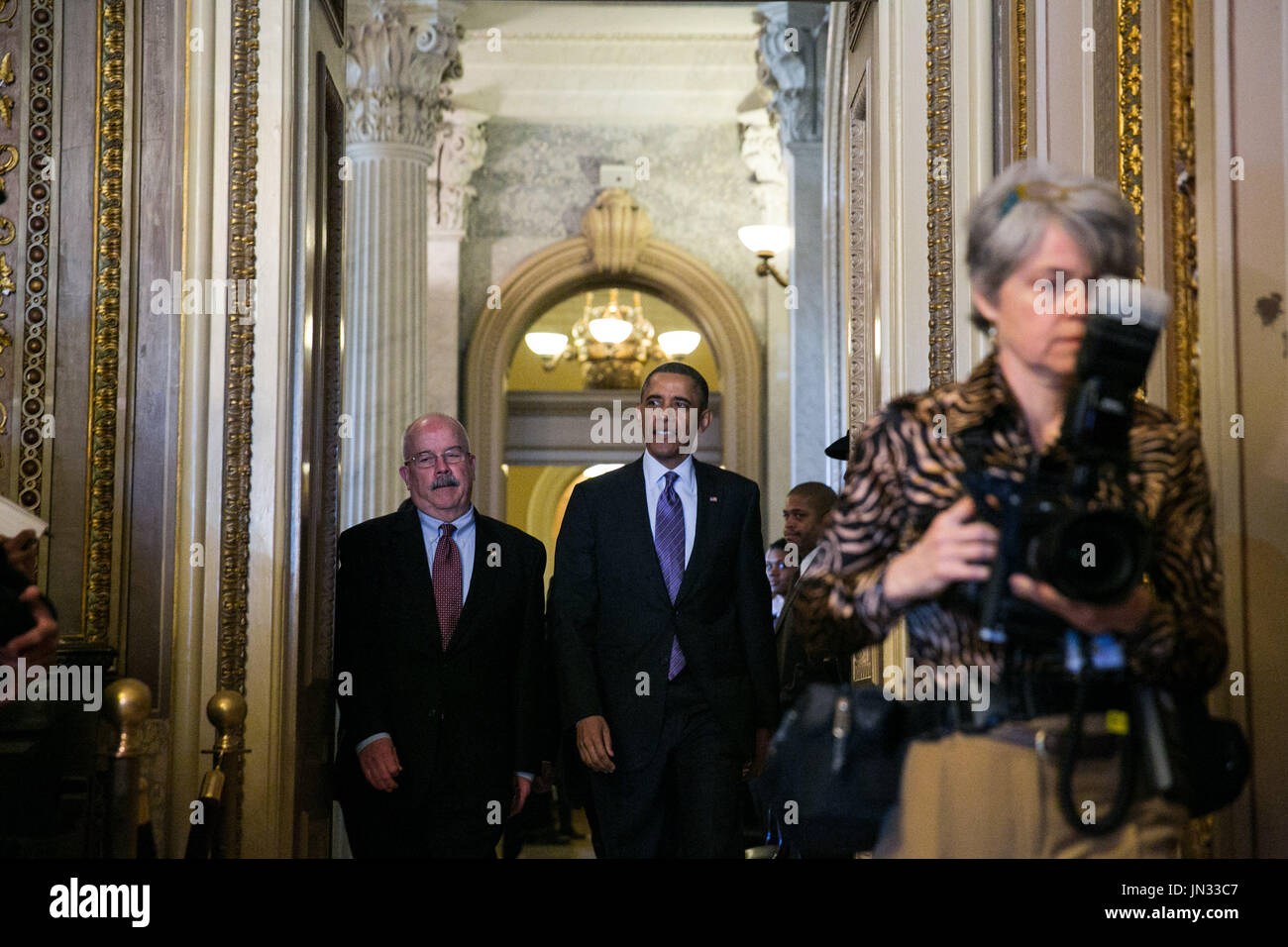 United States President Barack Obama, with U.S. Senate Sergeant at Arms ...