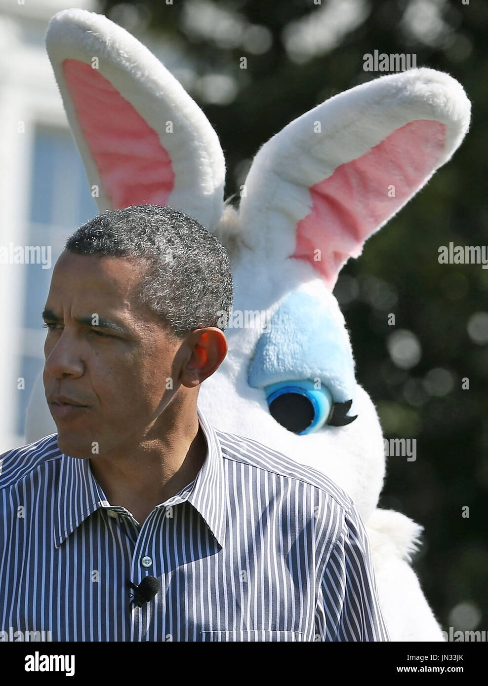 United States President Barack Obama stands in front of the Easter ...