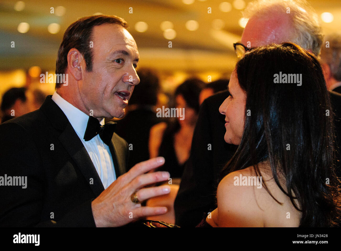 Actor Kevin Spacy talks with actress Julia Louis-Dreyfus during the ...
