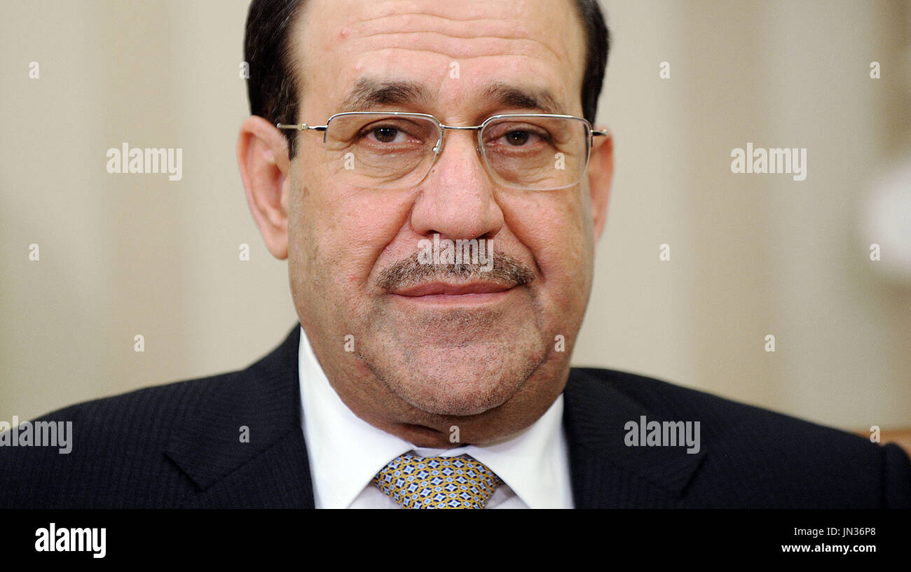 Prime Minister Nouri Al-Maliki of Iraq looks on during a meeting with ...